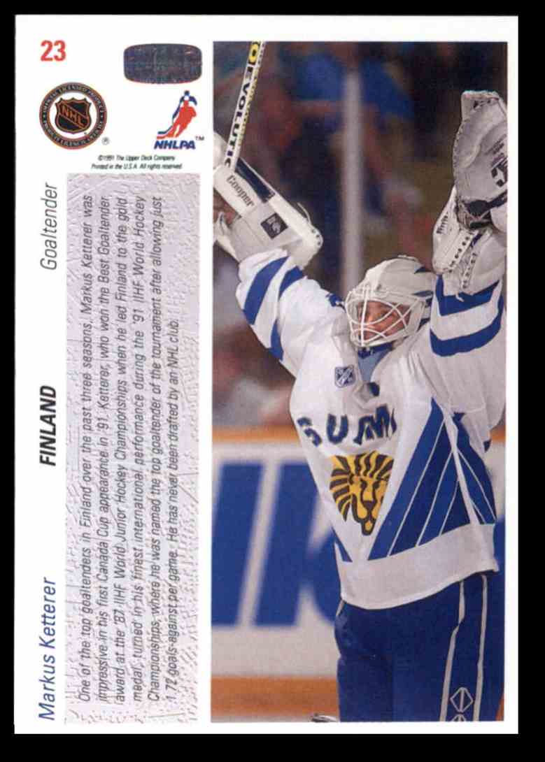 1991-92 Upper Deck Markus Ketterer #23 on Kronozio