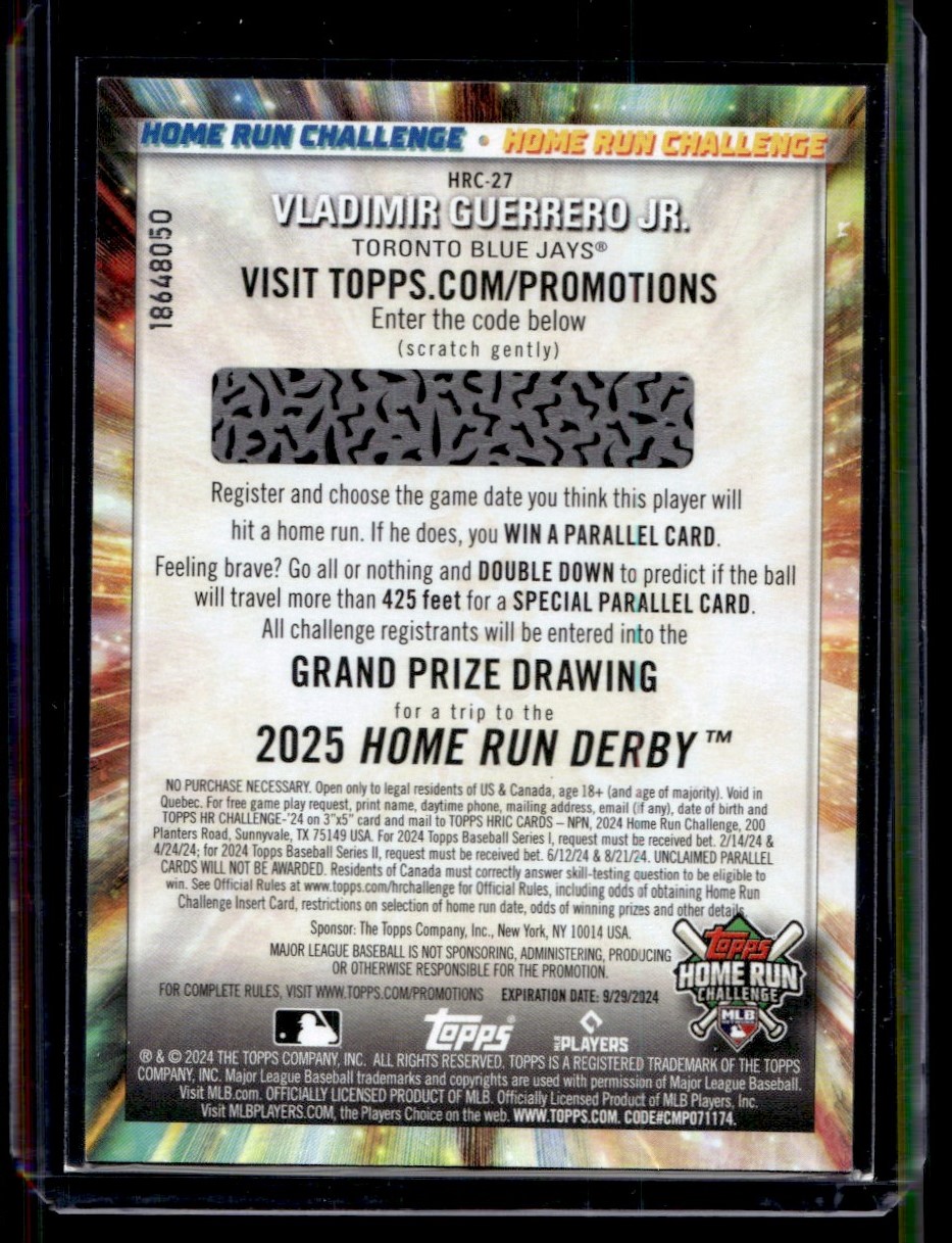 2024 Topps Series 1 Home Run Challenge Code Vladimir Guerrero Jr. #HRC-27 on Kronozio