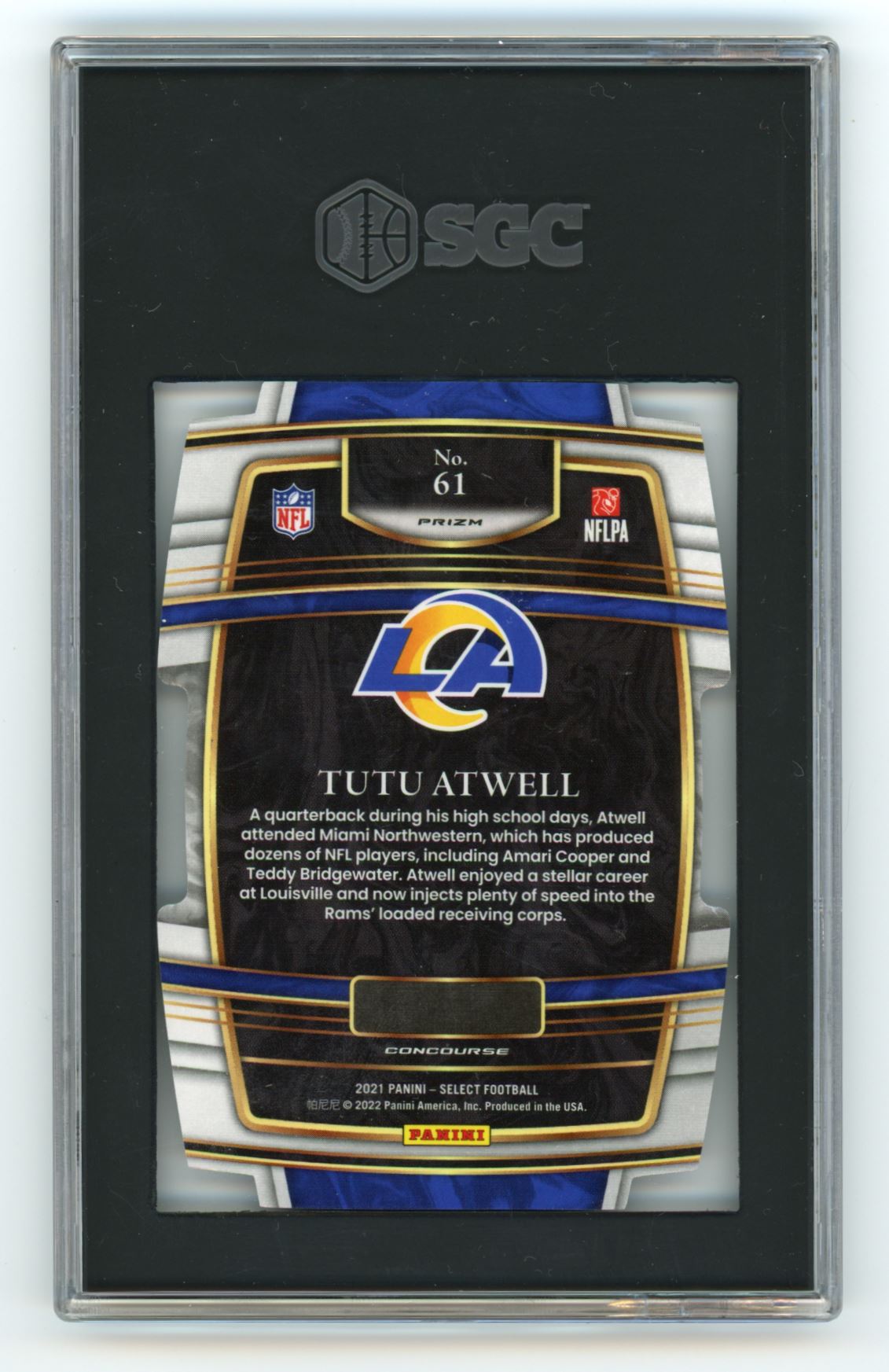 2021 Panini Select Zebra Prizm Die-Cut Tutu Atwell #61 on Kronozio