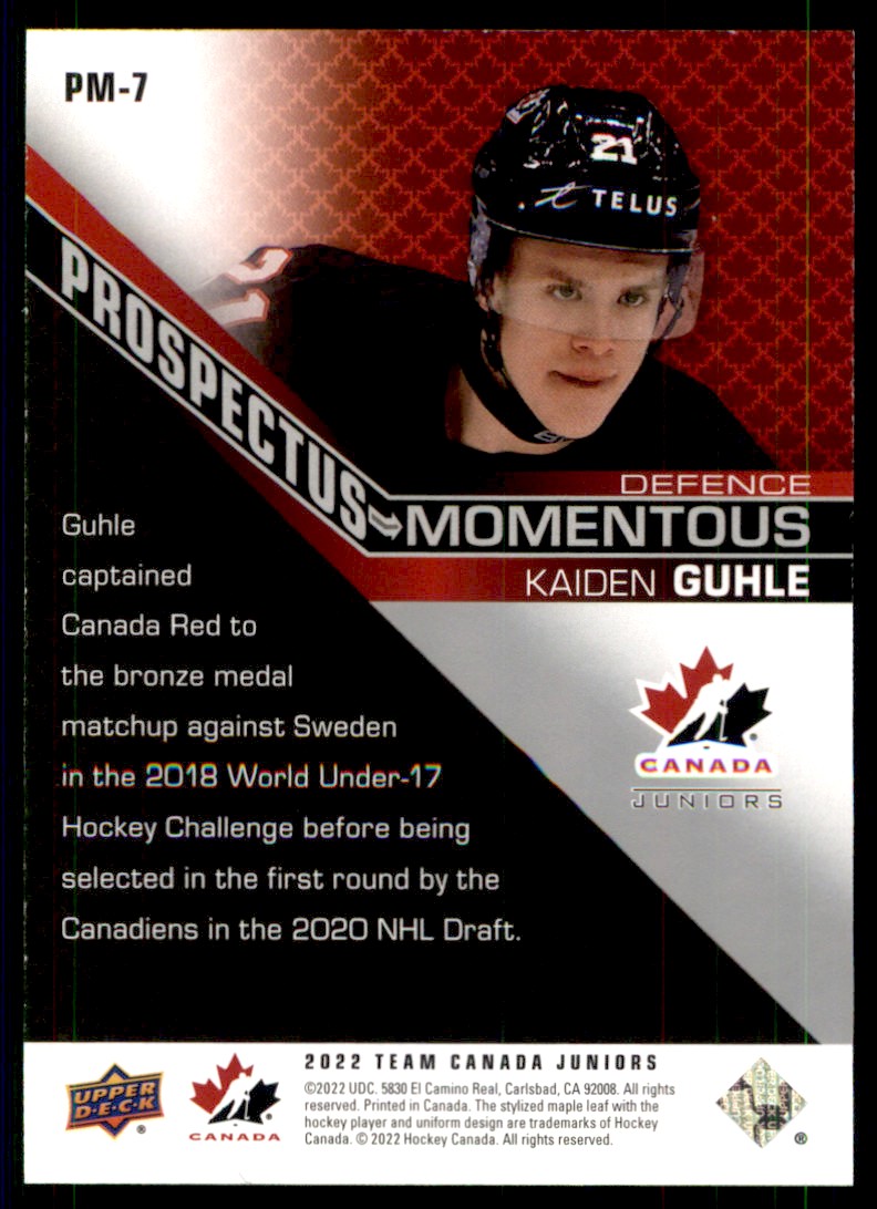 2022-23 Upper Deck Team Canada Juniors Prospectus Momentous Red Kaiden ...
