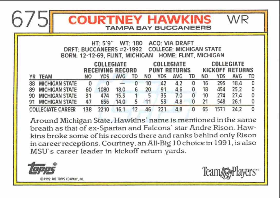 1992 Topps Courtney Hawkins #675 on Kronozio