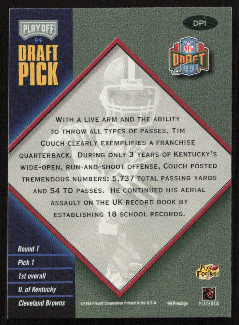 1999 Playoff Prestige EXP Draft Picks Tim Couch #DP1 on Kronozio