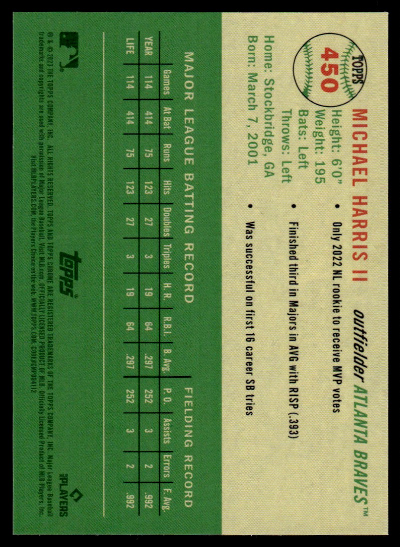 2023 Topps Chrome Platinum Anniversary Speckle Refractor Michael Harris II #450 on Kronozio