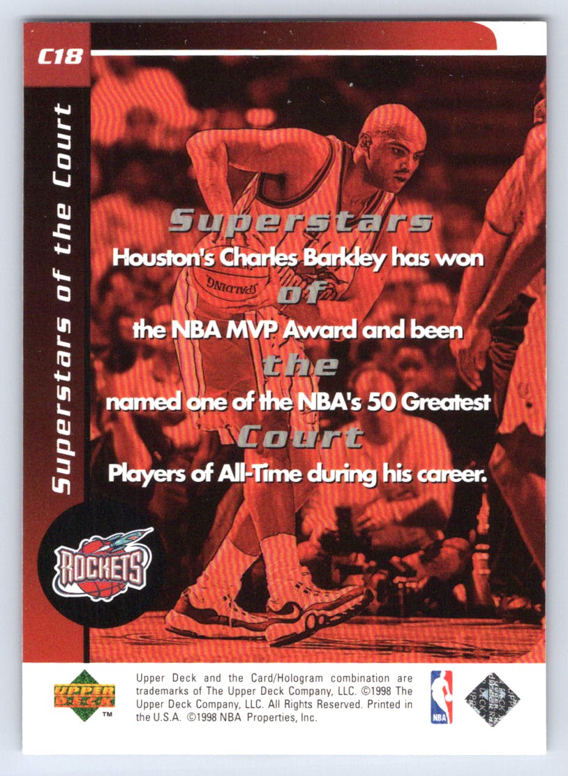 1998-99 Upper Deck Ovation Superstars of the Court Charles Barkley #C18 ...