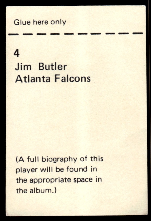 1971 NFLPA Wonderful World Stamps Jim Butler #4 on Kronozio