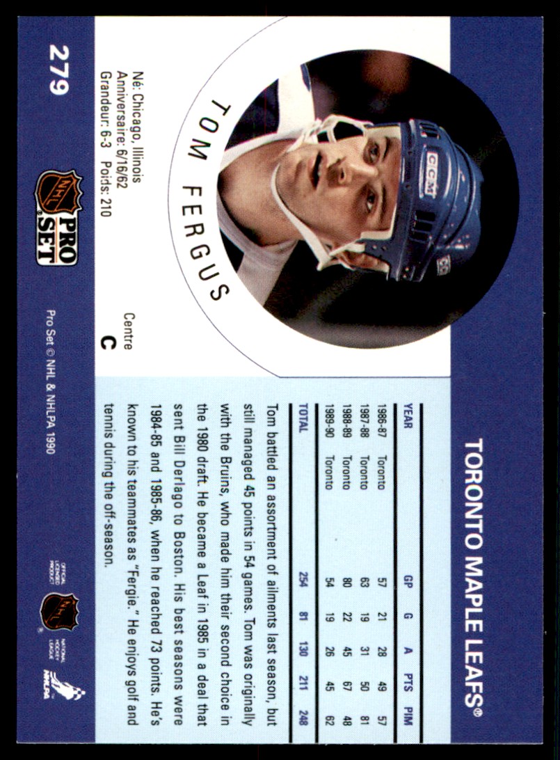 1990-91 Pro Set Tom Fergus #279 on Kronozio