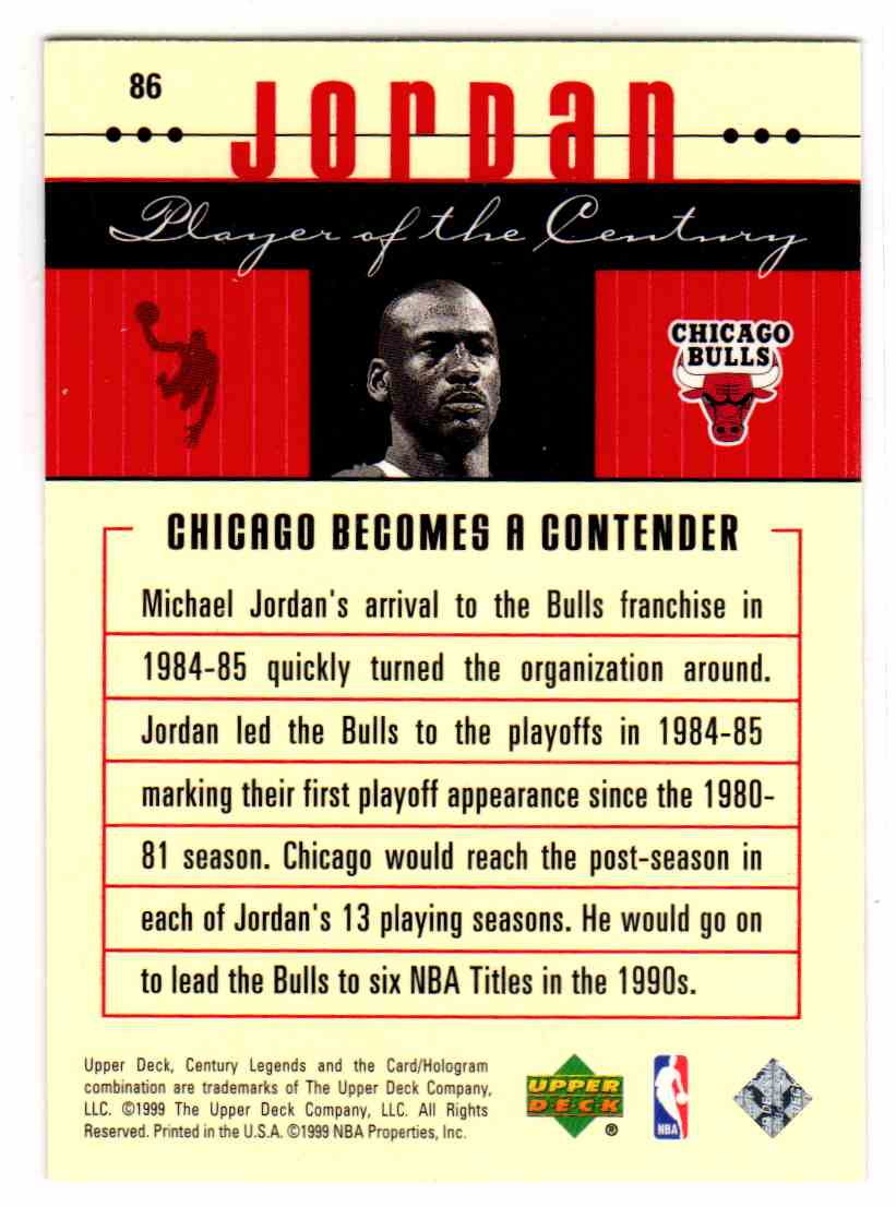 1999-00 Upper Deck Player Of The Century Michael Jordan #86 on Kronozio
