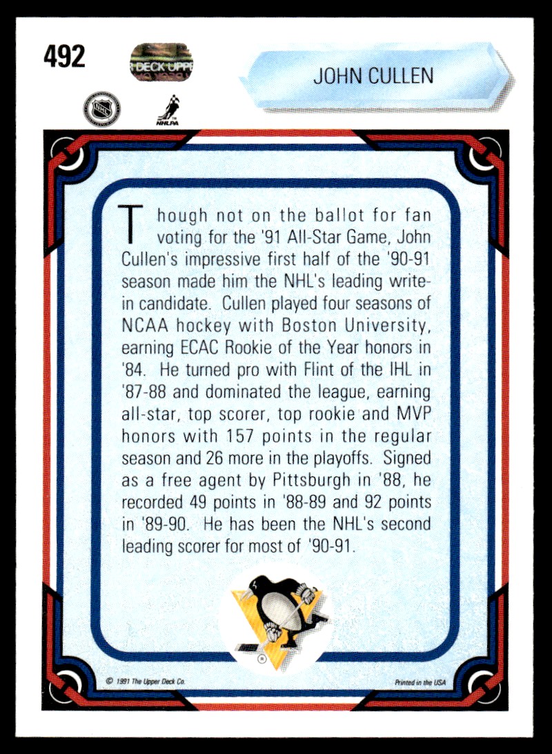 1990-91 Upper Deck John Cullen #492 on Kronozio