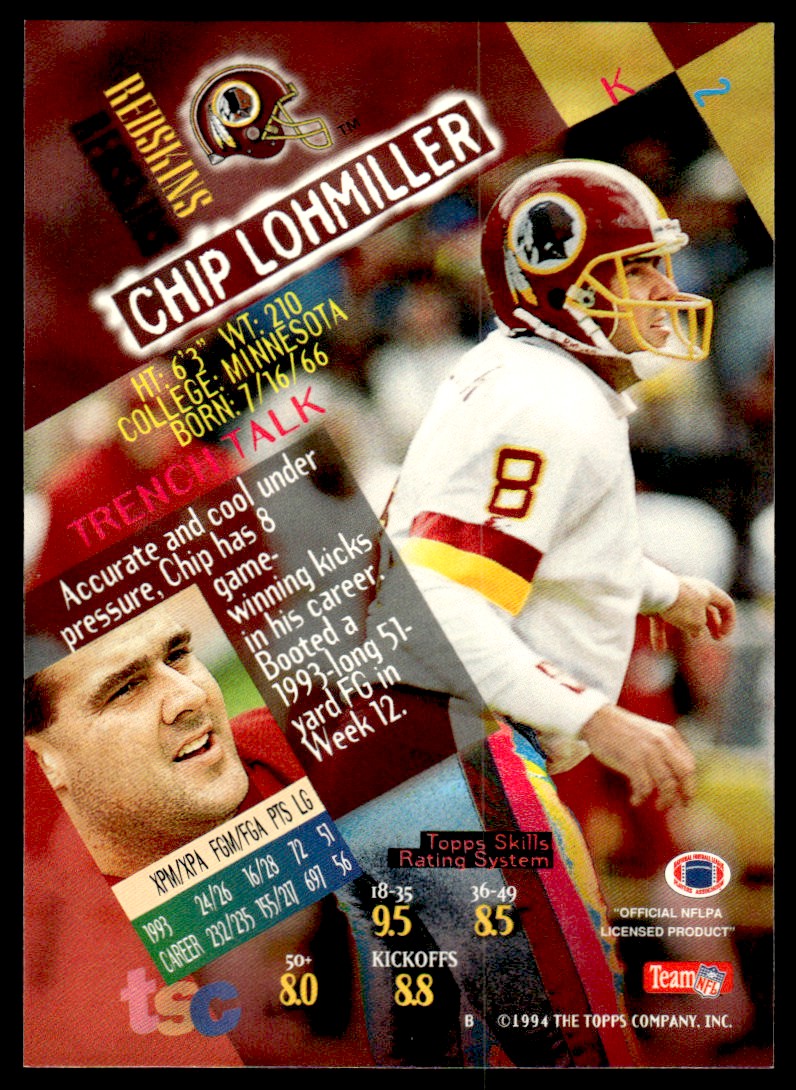 1994 Stadium Club Super Bowl XXIX Chip Lohmiller #2 on Kronozio