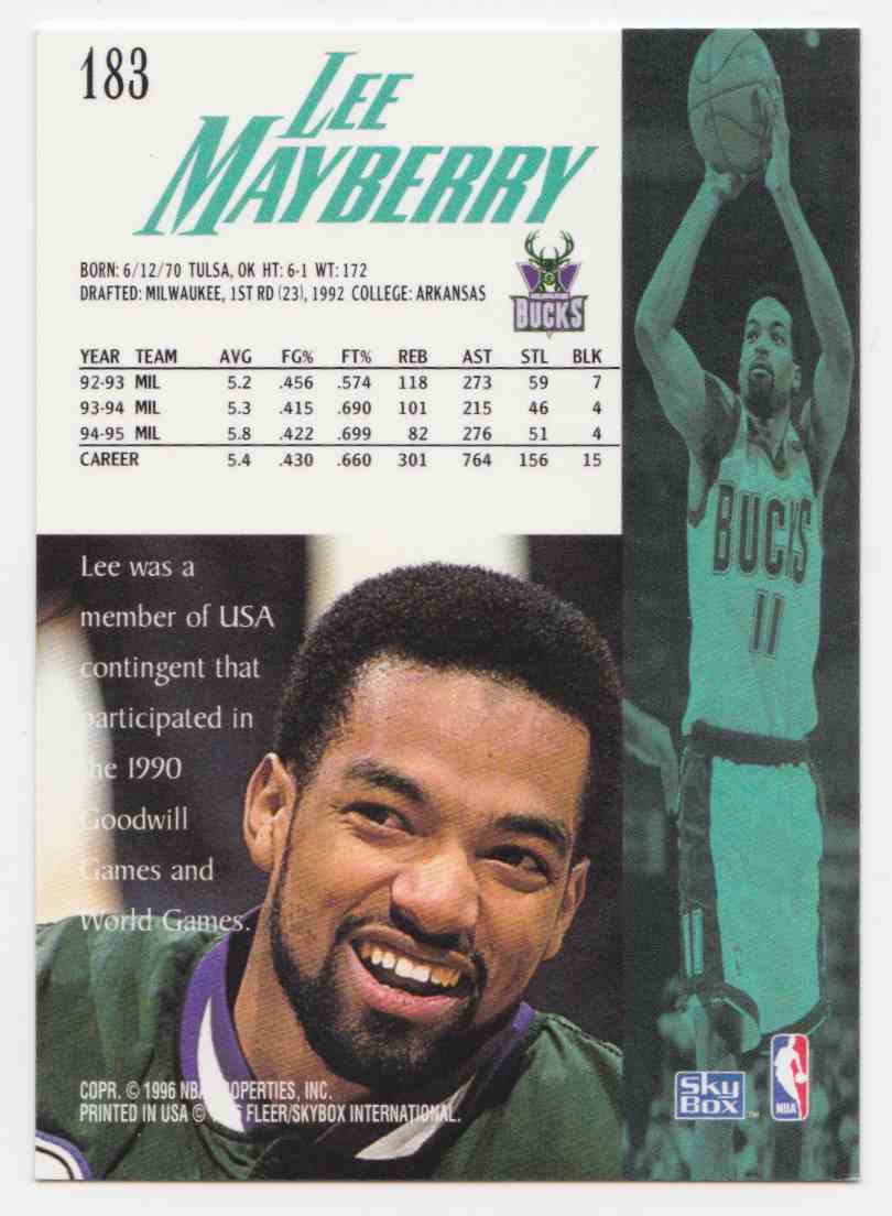 1995-96 Skybox Premium Base Lee Mayberry #183 on Kronozio