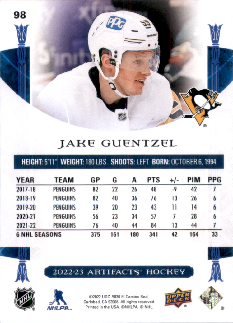 2022-23 Artifacts Jake Guentzel #98 on Kronozio