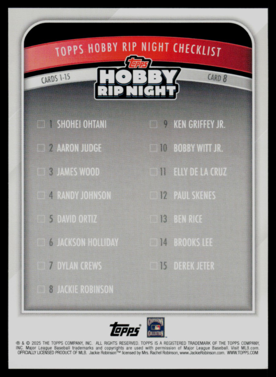 2025 Topps Hobby Rip Night JACKIE ROBINSON #8 on Kronozio