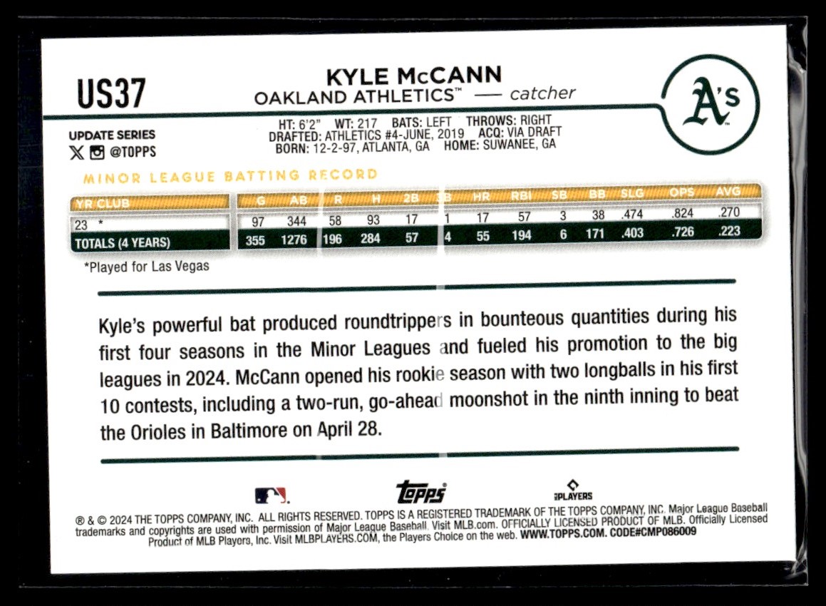 2024 Topps Update Kyle McCann #US37 on Kronozio