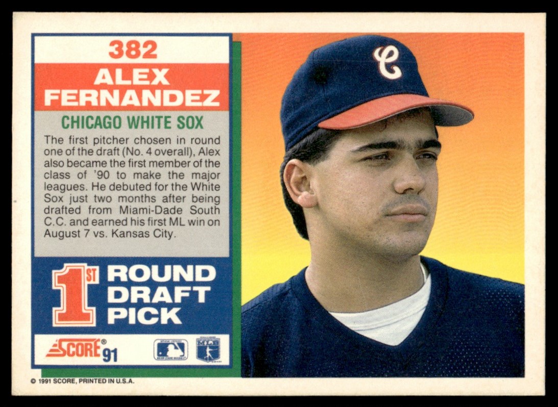 1991 Score Alex Fernandez #382 on Kronozio