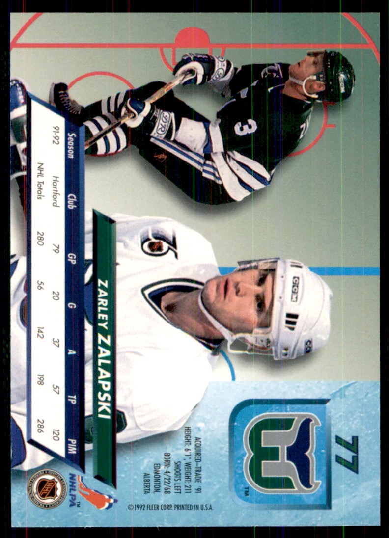 1992-93 Ultra Zarley Zalapski #77 on Kronozio