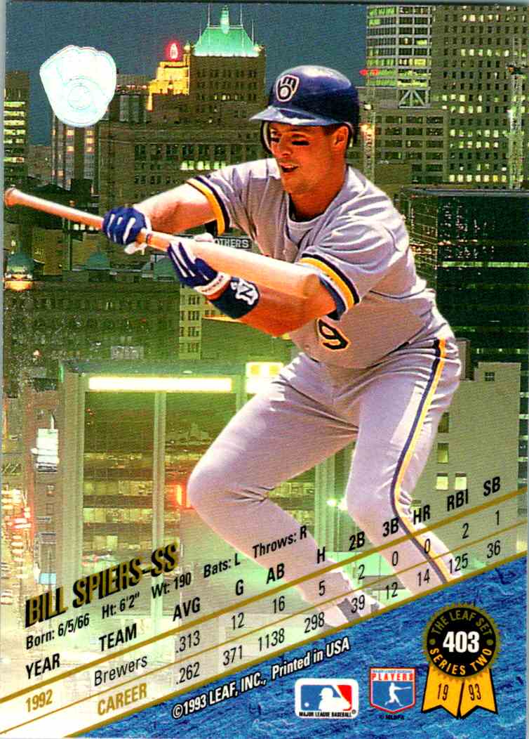 1993 Leaf Bill Spiers #403 on Kronozio