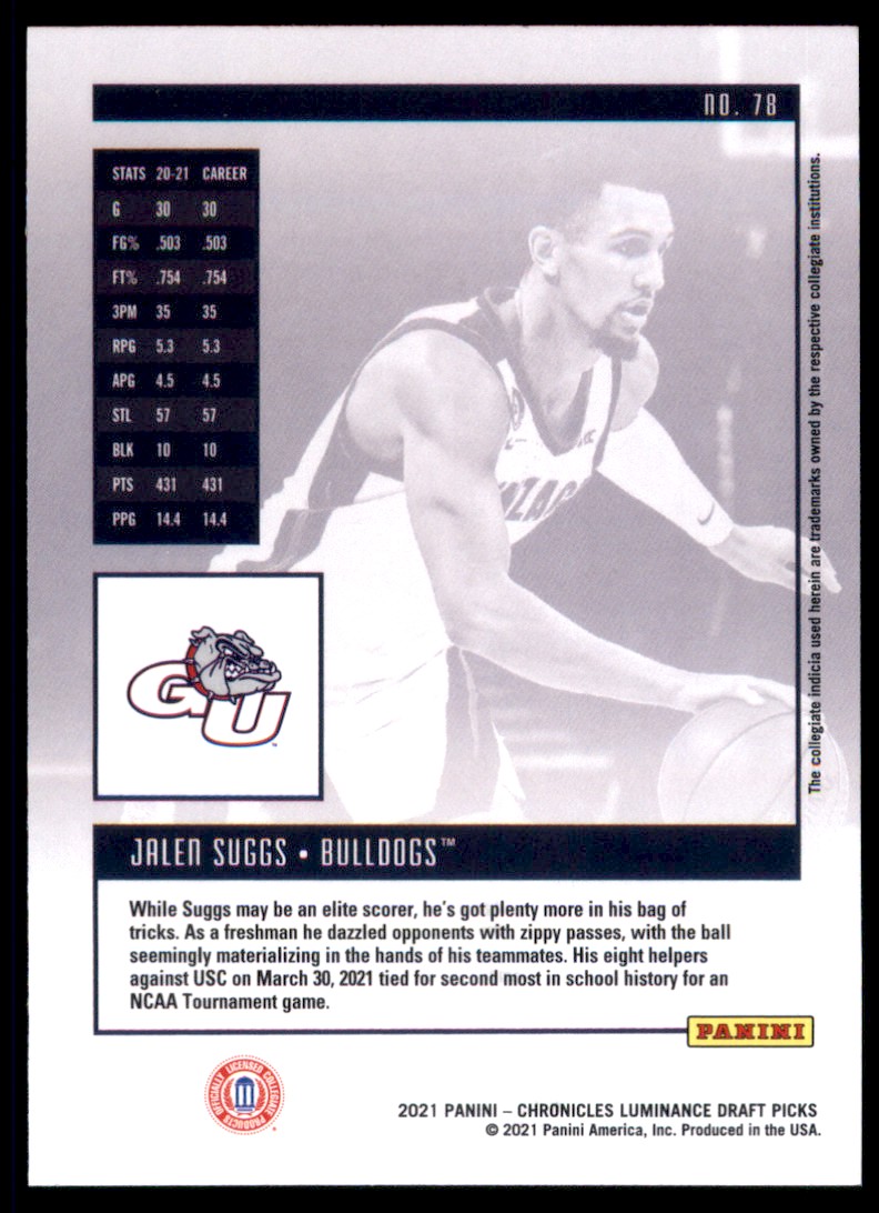 2021-22 Panini Chronicles Draft Picks Jalen Suggs/Luminance #78 on Kronozio