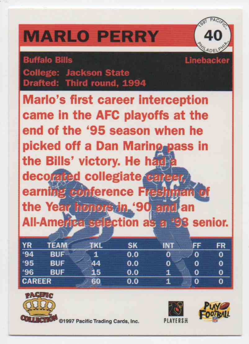 1997 Pacific Philadelphia Marlo Perry #40 on Kronozio