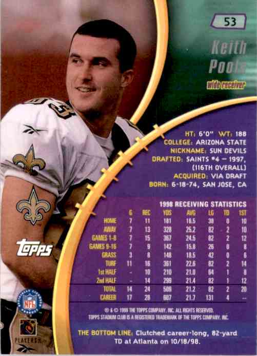 1999 Stadium Club Keith Poole #53 on Kronozio