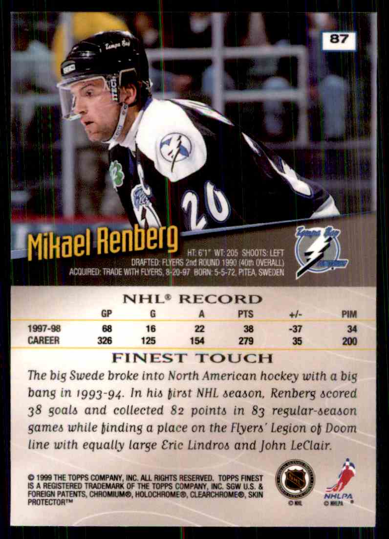 1998-99 Finest Mikael Renberg #87 on Kronozio