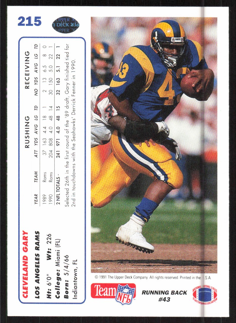 1991 Upper Deck Cleveland Gary #215 on Kronozio