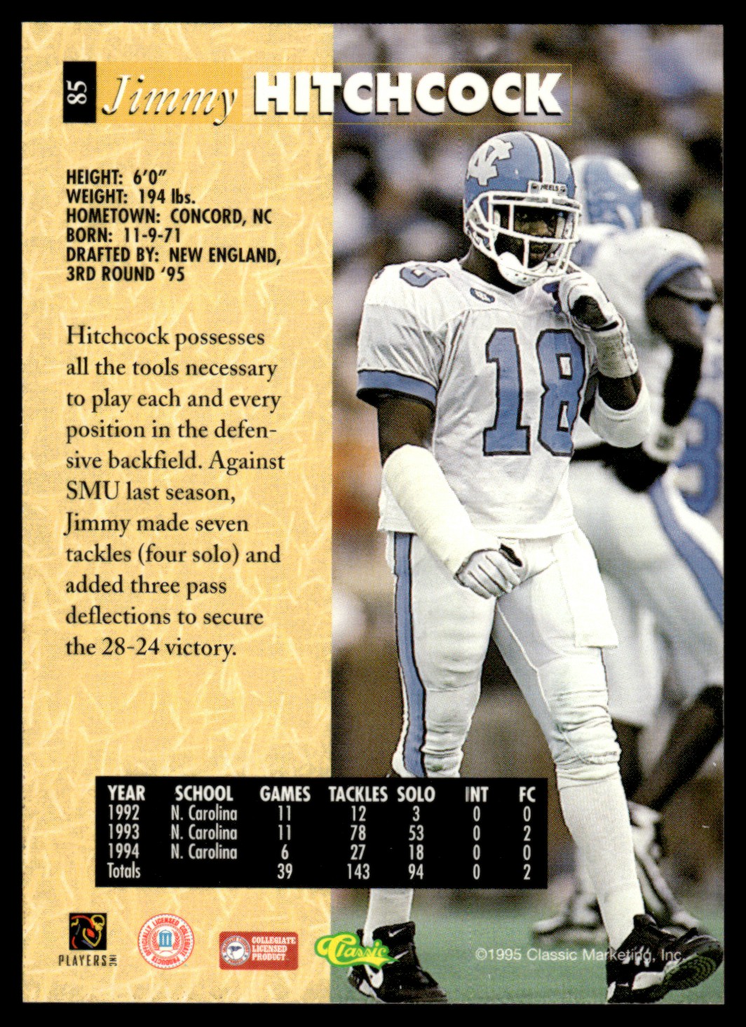 1995 Classic 5-Sport Jimmy Hitchcock #85 on Kronozio