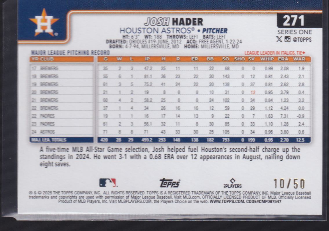 2025 Topps Canvas Josh Hader #271 on Kronozio