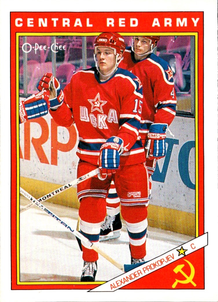 1991-92 O-Pee-Chee Central Red Army Alexander Prokopiev #25R on Kronozio