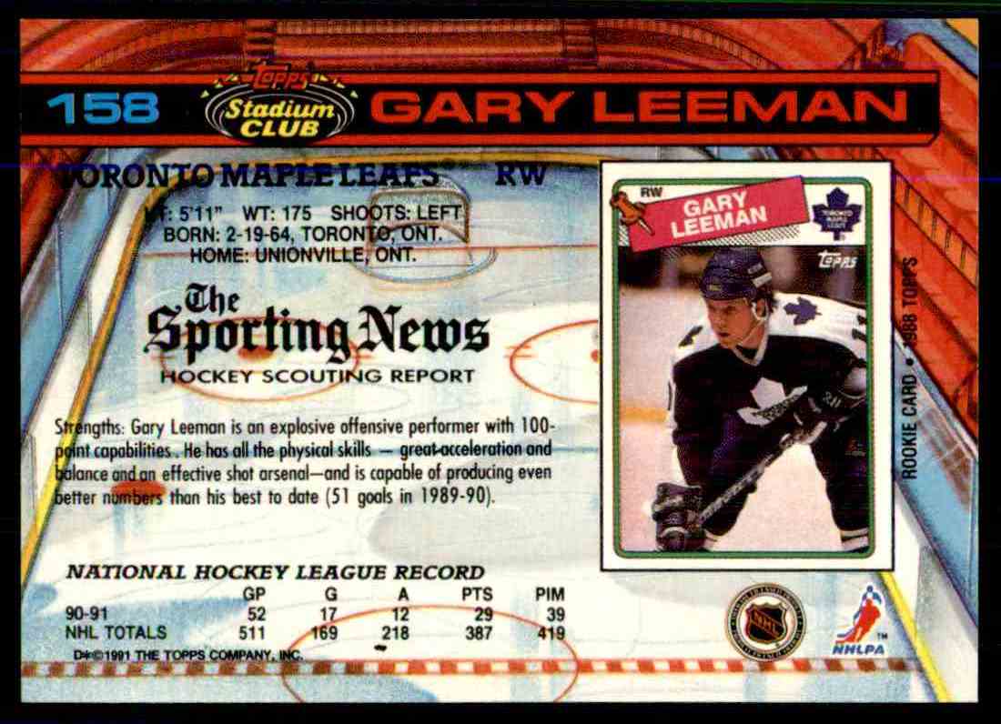 1991-92 Topps Stadium Club Gary Leeman #158 on Kronozio