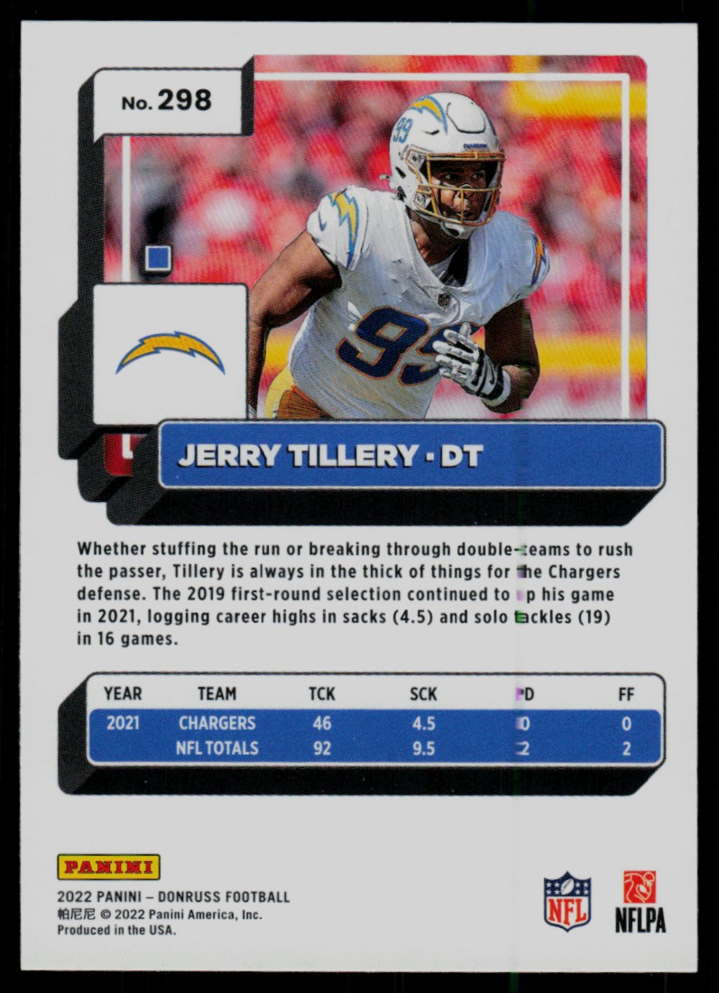 2022 Donruss Jerry Tillery #298 on Kronozio