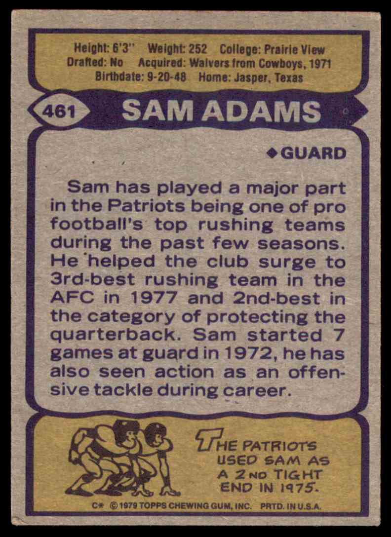 1979 Topps Sam Adams Autograph Jsa Auction Coa #461 on Kronozio