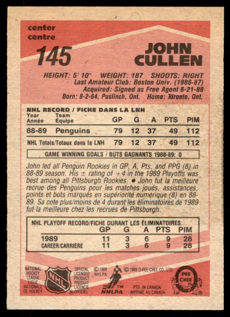 1989-90 O-Pee-Chee John Cullen #145 on Kronozio