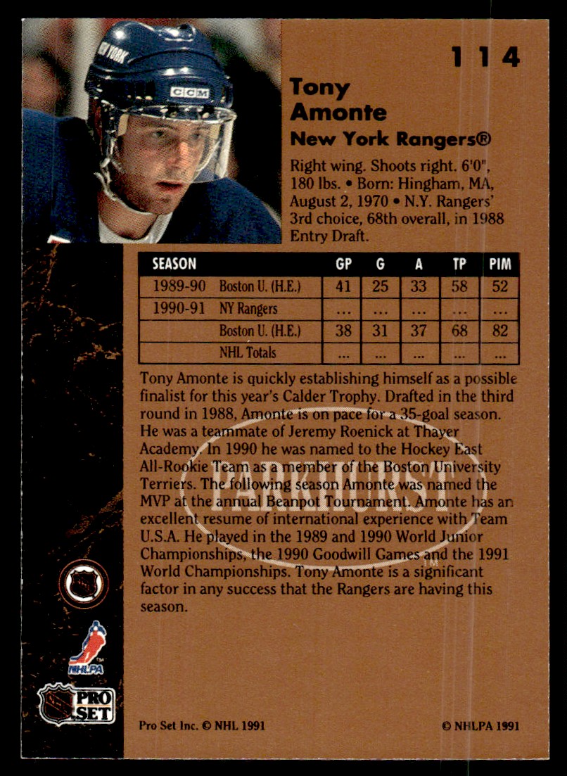 1991-92 Parkhurst Tony Amonte #114 on Kronozio